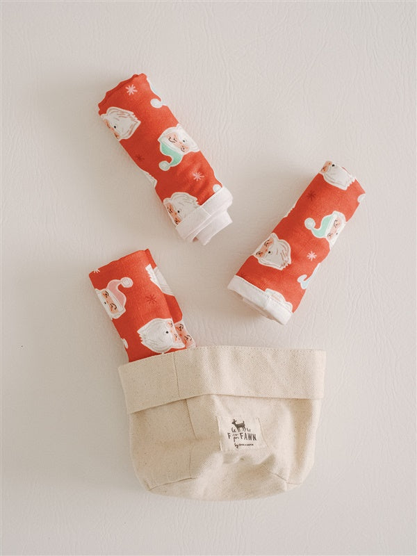 Santa - Set of 3 Muslin Burp Cloths – Doe A Deer